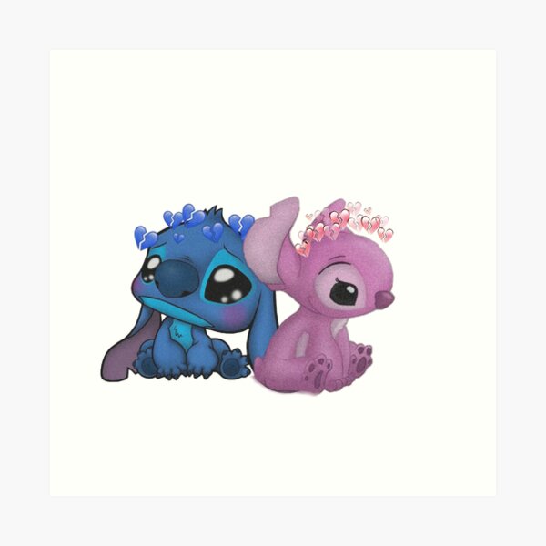 "Stitch and Angel heartbroken ? " Art Print for Sale by emilylao ...