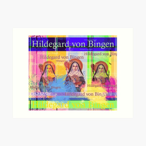"beautiful Hildegard von Bingen portrait, aesthetic collage with famous ...