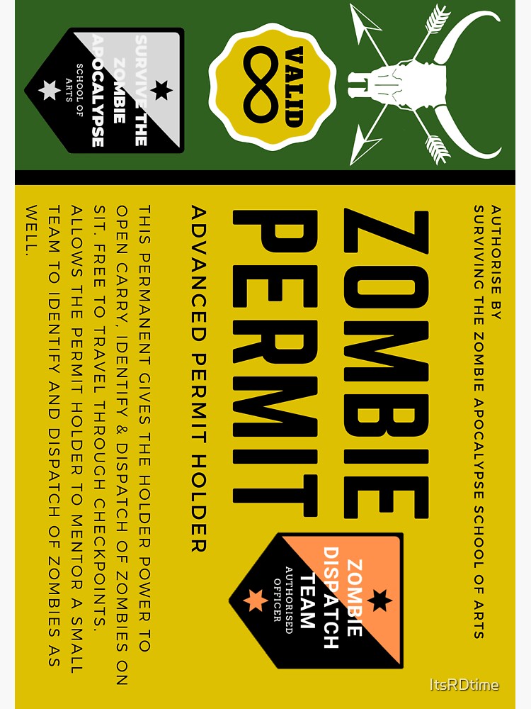 "Zombie hunting permit sticker" Sticker for Sale by ItsRDtime | Redbubble