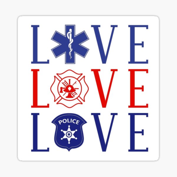 "First Responder Love" Sticker for Sale by BEMLLC | Redbubble