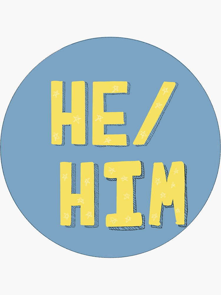 "Blue He/Him Pronoun Indentifier. Colourful Sticker." Sticker for Sale ...