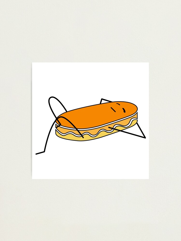 Lámina fotográfica «Lazy Flan, lindo, Kawaii, Ilustración, comida con ...