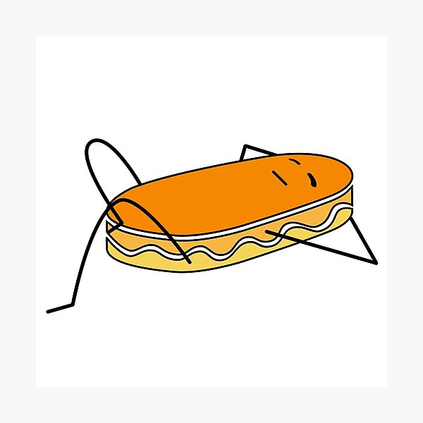 Lámina fotográfica «Lazy Flan, lindo, Kawaii, Ilustración, comida con ...