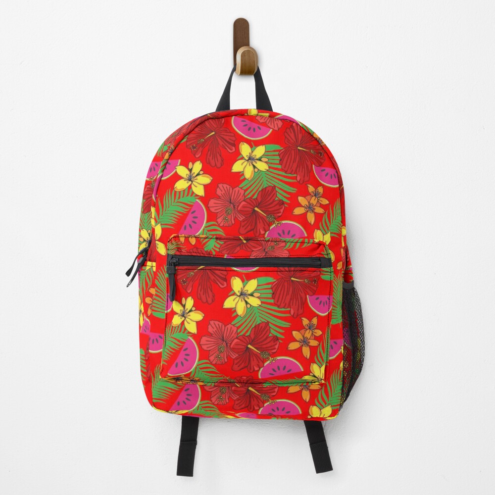 "Tropical Hibiscus Flowers and Melons Pattern" Backpack for Sale by ...
