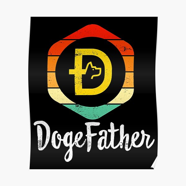 Poster « Dogecoin Dogefather drôle Doge Cryptocurrency Meme Vintage ...