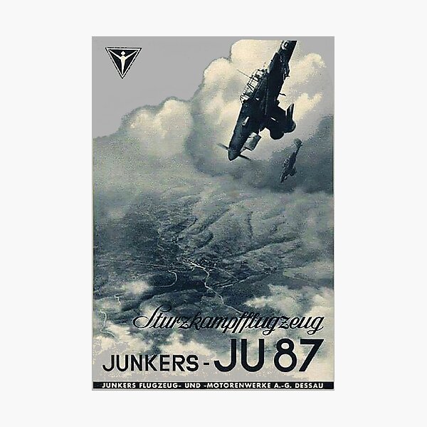 Art Junkers JU 87 Stuka Blueprint WWII German Dive Bomber Poster WW2 ...