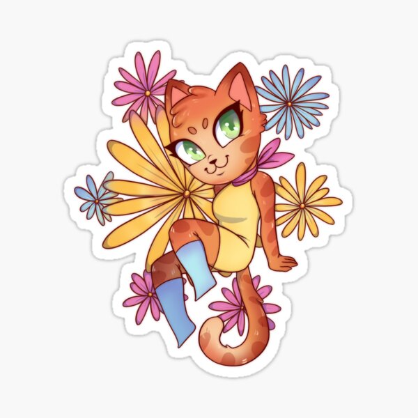 "Pan cat with flowers " Sticker for Sale by Itsacuteart | Redbubble