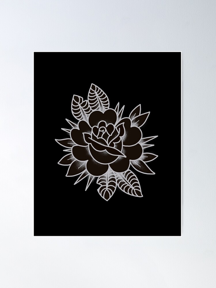 "Traditional Black Rose" Poster by Rebel Digital Dog | Redbubble