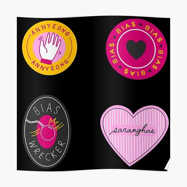 "Cute KPOP Korean Quotes Phrases Language Saranghae Annyeong" Poster ...