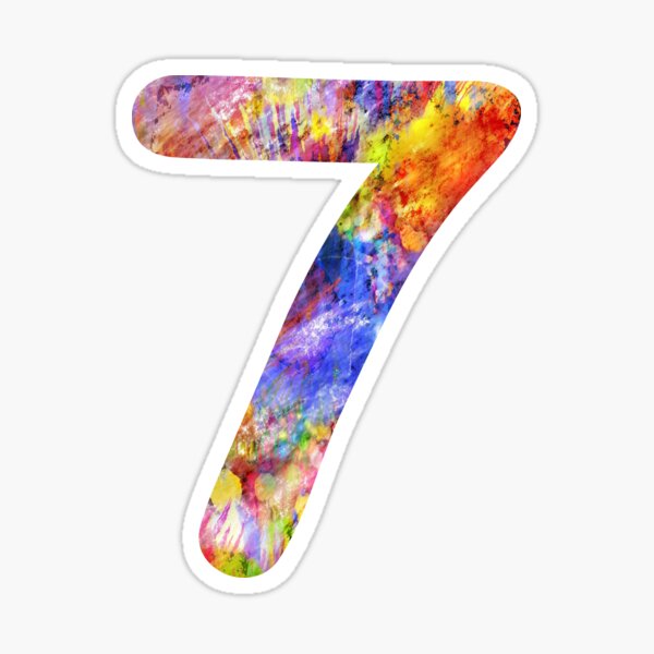 "Number 7 Colorful Seven Gift" Sticker for Sale by Shariss | Redbubble