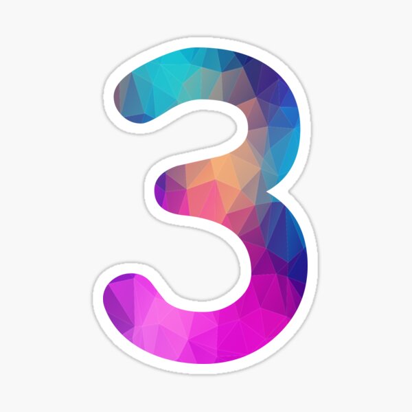 "Number 3 Colorful Art Funny Three Gift" Sticker for Sale by Shariss ...