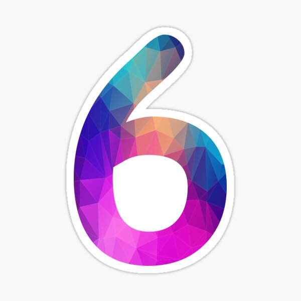 "Number 6 Colorful Art Funny Six Gift" Sticker by Shariss | Redbubble