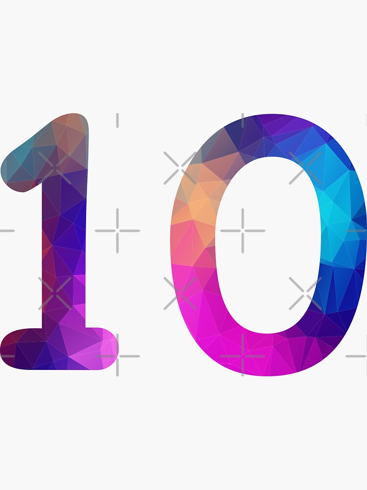 "Number 10 Colorful Art Funny Ten Gift" Sticker for Sale by Shariss ...
