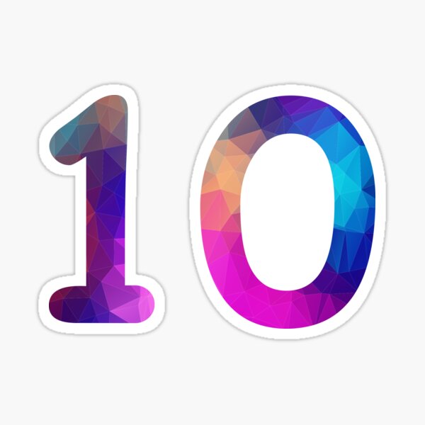 "Number 10 Colorful Art Funny Ten Gift" Sticker for Sale by Shariss ...