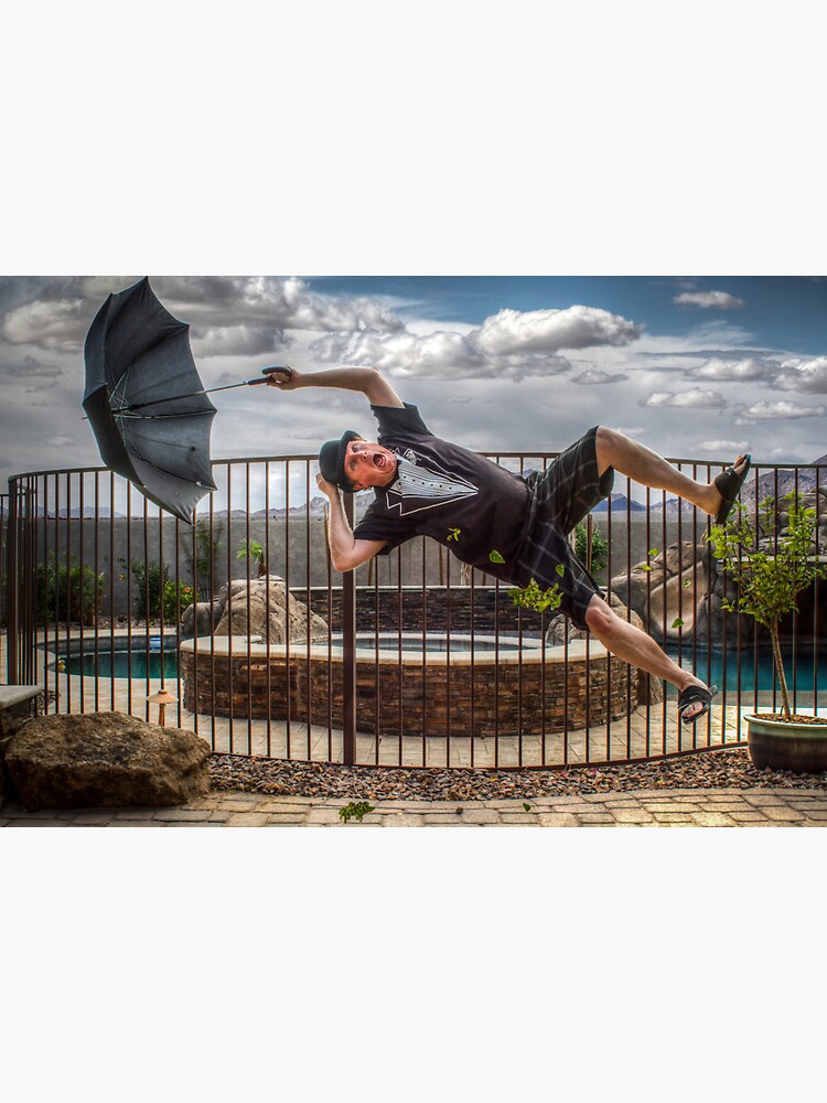 "Windy Day at the Pool" Sticker by BigRedCurlyGuy | Redbubble