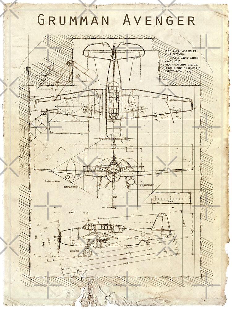 "Grumman Avenger Vintage Drawings" Art Print by ftimagens | Redbubble