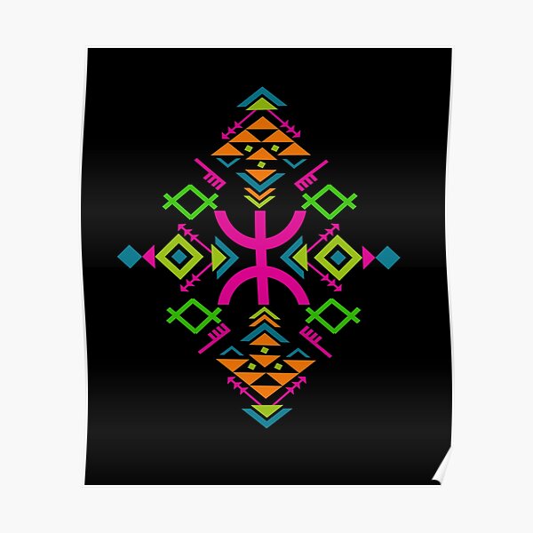 "Amazigh Berber Pattern Tifinagh, Yaz Imazighen Symbol" Poster by ...