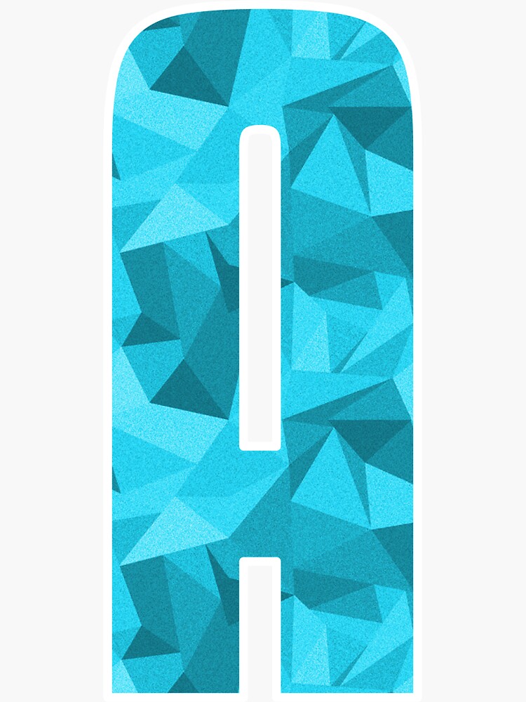 "Letter A, Monogram Letter Art of Cyan Blue Triangle Pattern" Sticker ...