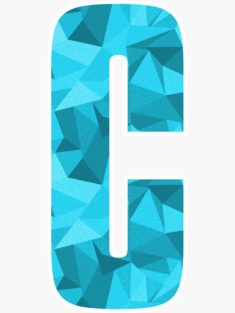 "Letter C, Monogram Letter Art of Cyan Blue Triangle Pattern" Sticker ...