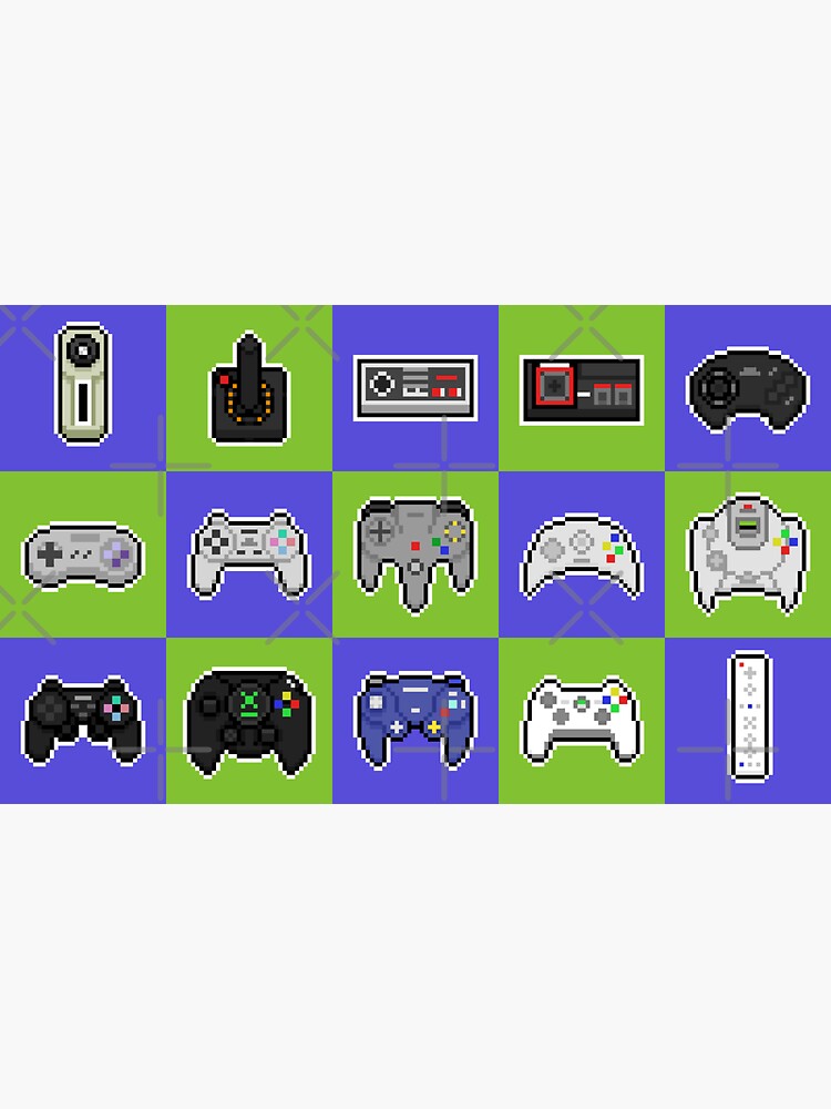 "Retro Pixel Art Controller Grid | Video Game Pattern | Purple Green ...