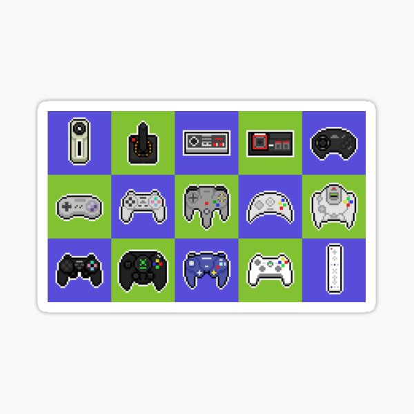 "Retro Pixel Art Controller Grid | Video Game Pattern | Purple Green ...