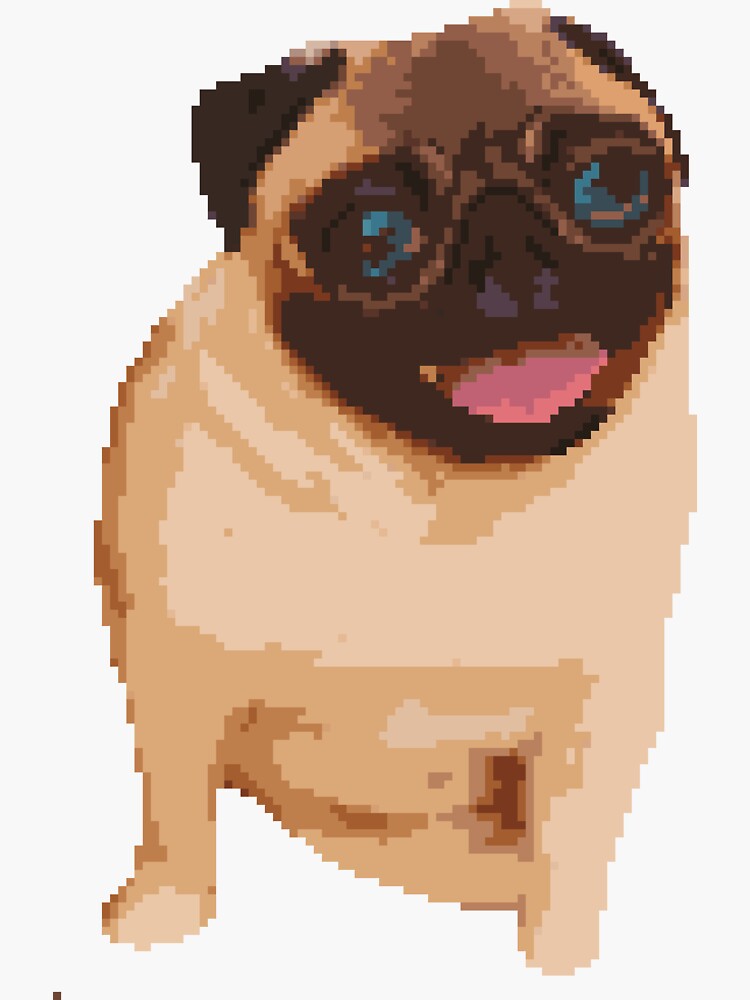 Pegatina «un pixel art de perro Pug sentado» de unepommedeterre | Redbubble