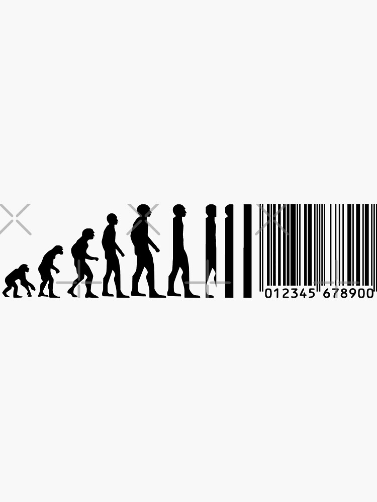 "Evolution... to bar-code" Sticker for Sale by edenmatt | Redbubble