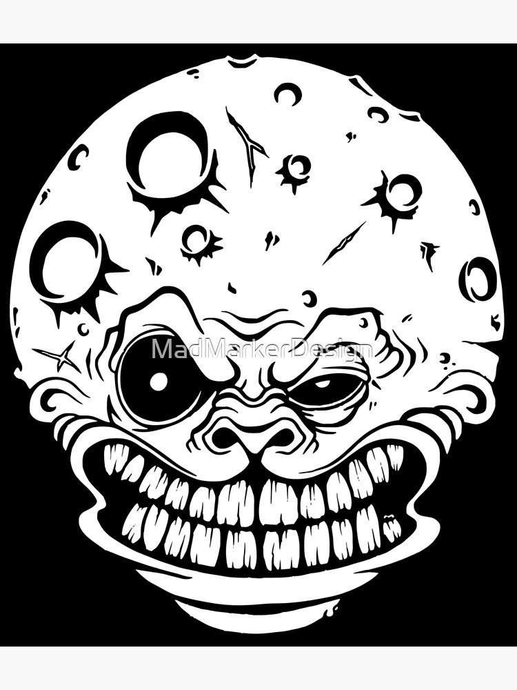 "Creepy Moon Face" Art Print for Sale by MadMarkerDesign | Redbubble