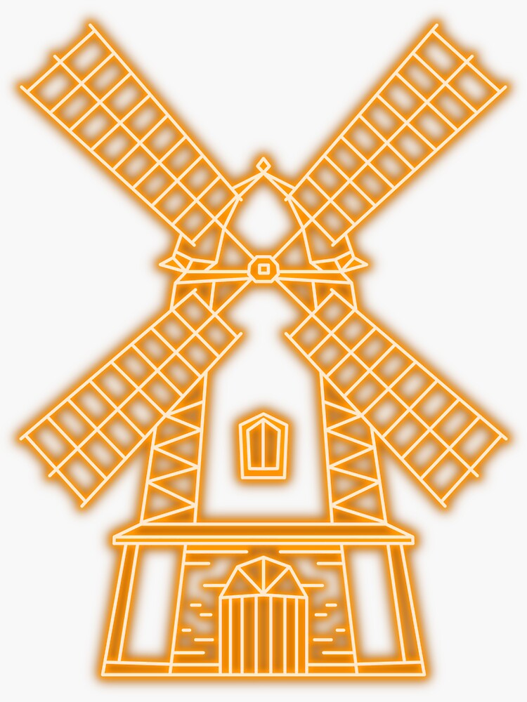 "Neon Geometric Dutch Windmill In Orange" Sticker for Sale by ...