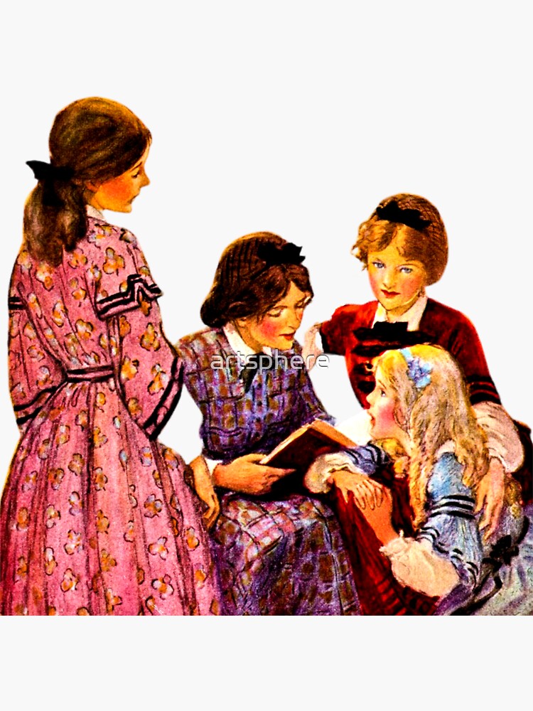 "Little Women, Meg, Jo, Beth and Amy March, 1823 Illustration " Sticker ...