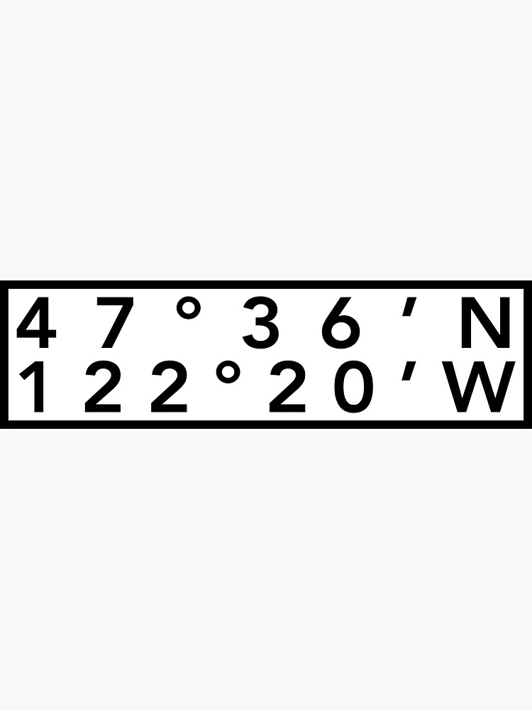 "Seattle Coordinates" Sticker for Sale by kmckayw1018 | Redbubble
