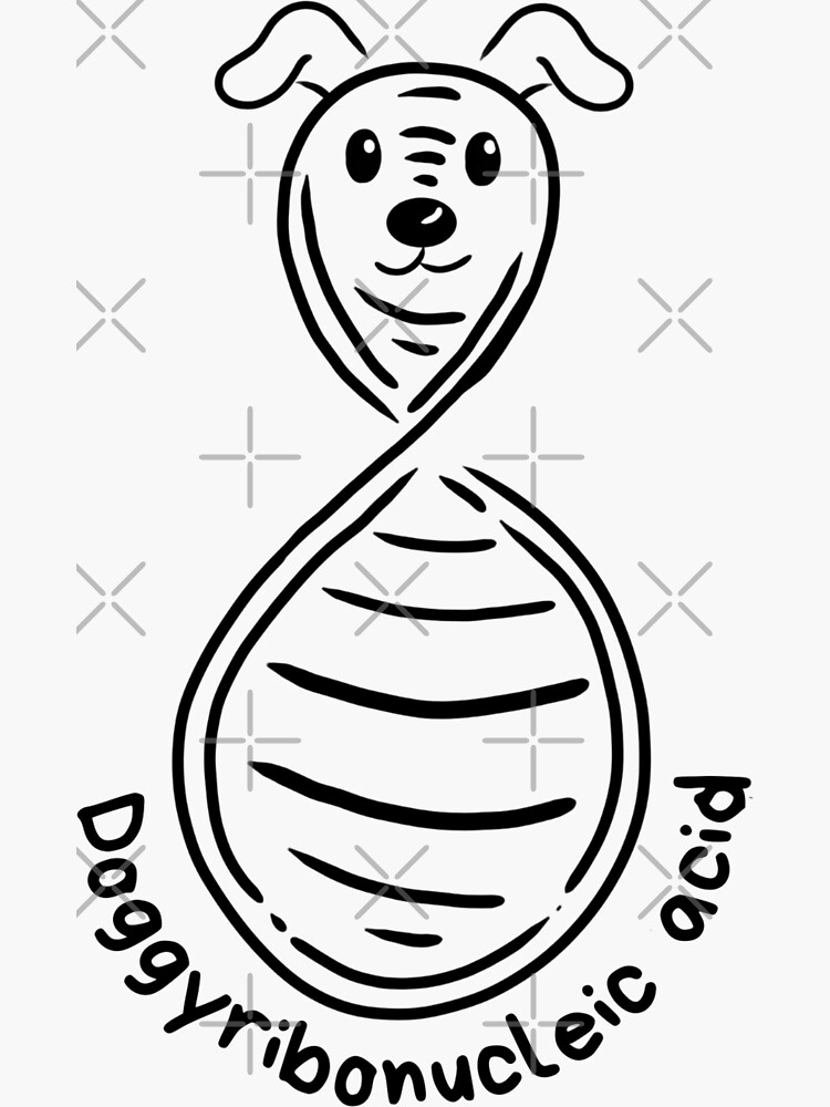 "Doggyribonucleic Acid Dog DNA Pun" Sticker for Sale by sunnySaraV ...