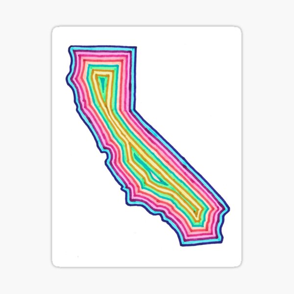 "Stylized Hand-Drawn Map of California" Sticker for Sale by VibrantMaps ...