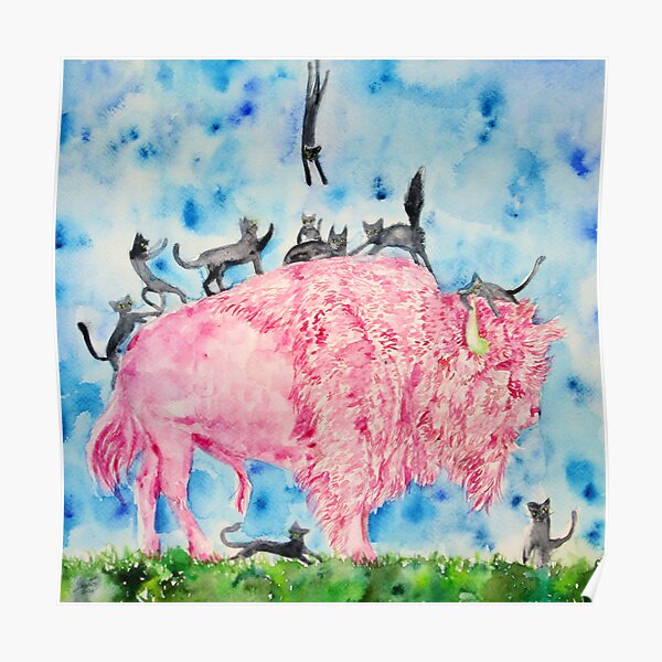 "PINK BISON and BLACK CATS" Poster for Sale by lautir | Redbubble