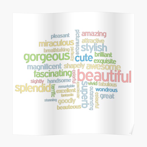 Póster «Diseño de Word Art, sinónimos de la palabra hermosa.» de ...