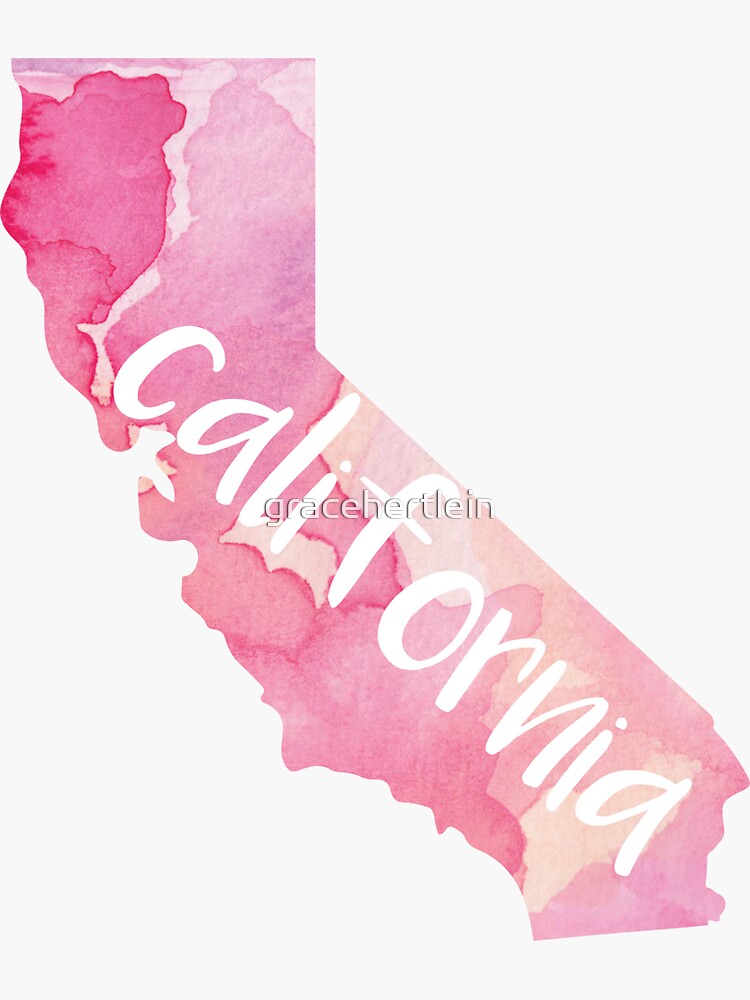 "California - pink watercolor, handwritten" Sticker for Sale by ...