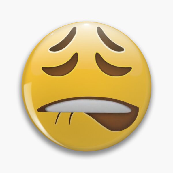"Lip biting face emoji" Pin for Sale by vibey-sky | Redbubble