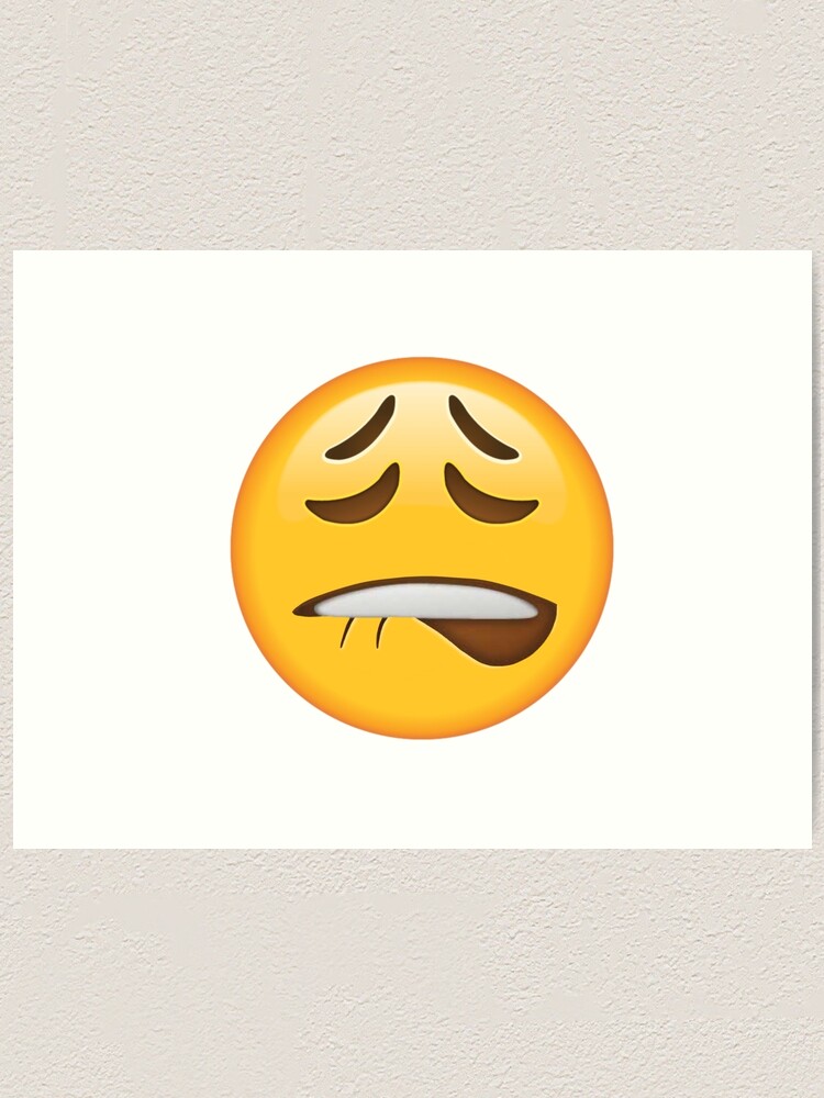"Lip biting face emoji" Art Print for Sale by vibey-sky | Redbubble