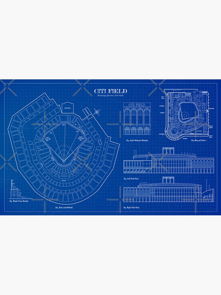 "Citi Field (Blueprint)" Sticker for Sale by BGALAXY | Redbubble