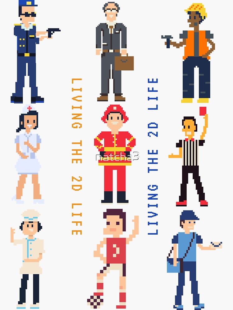 "2D people vol.3" Sticker for Sale by natcha3 | Redbubble