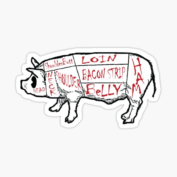"Pig Pork Cut Butcher Chart" Sticker for Sale by pelagio | Redbubble