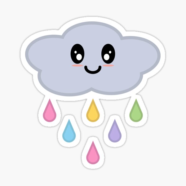 "Kawaii Cute Rainbow Raindrop Rain Cloud" Sticker for Sale by ...