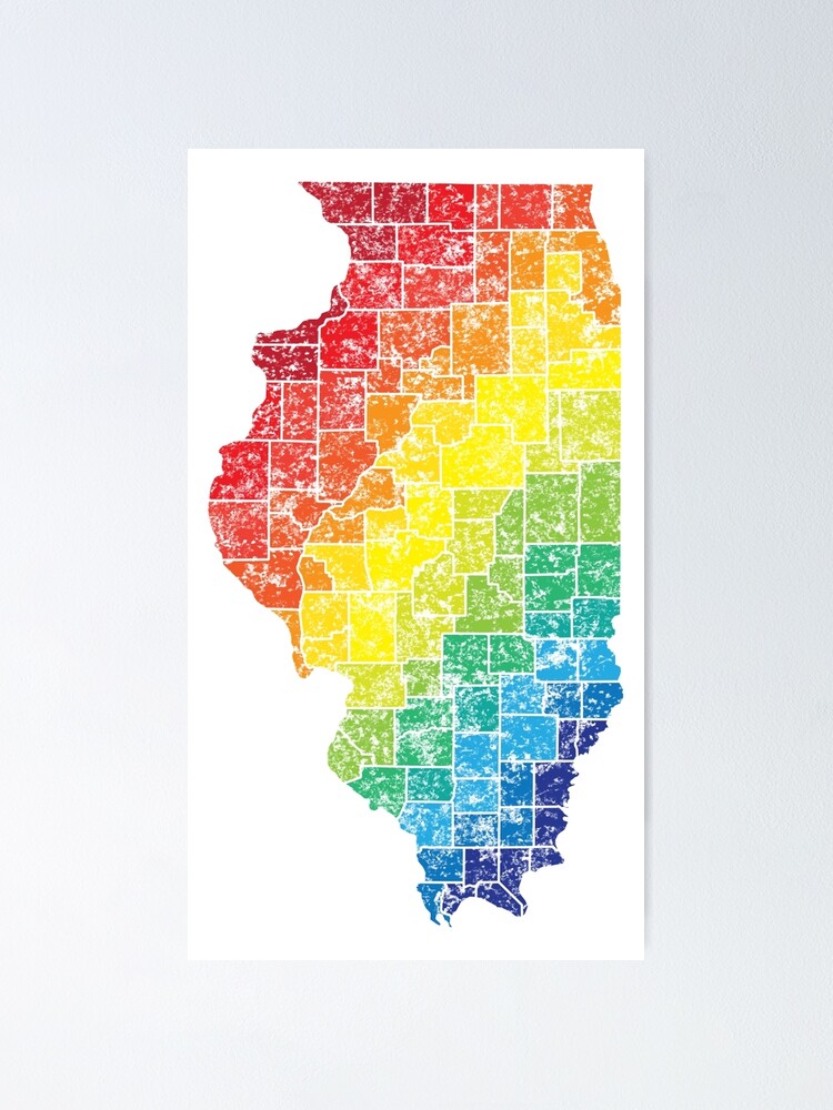 "illinois color county map" Poster by chromatosis | Redbubble