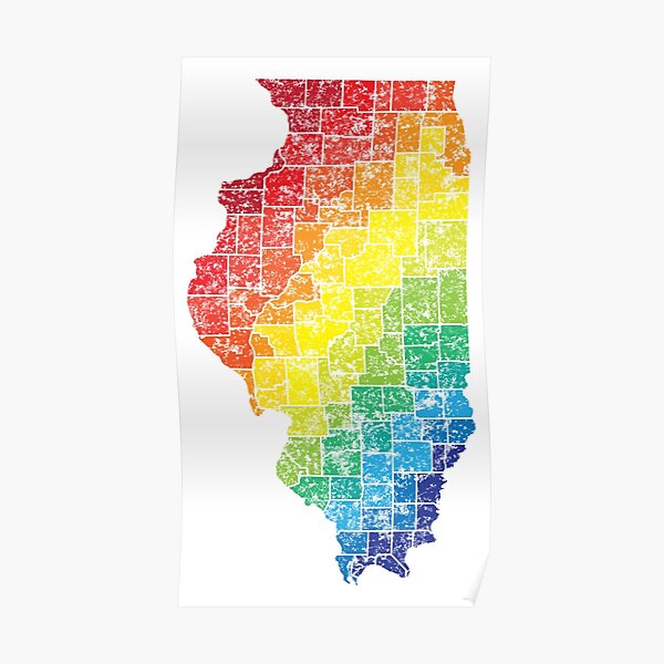 "illinois color county map" Poster by chromatosis | Redbubble