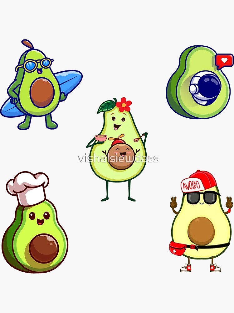 "Avocado Sticker Pack" Sticker for Sale by vishalsiewdass | Redbubble
