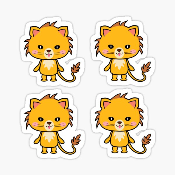 "Cute Kawaii Baby Lion Pack" Sticker for Sale by lovelyandcute | Redbubble