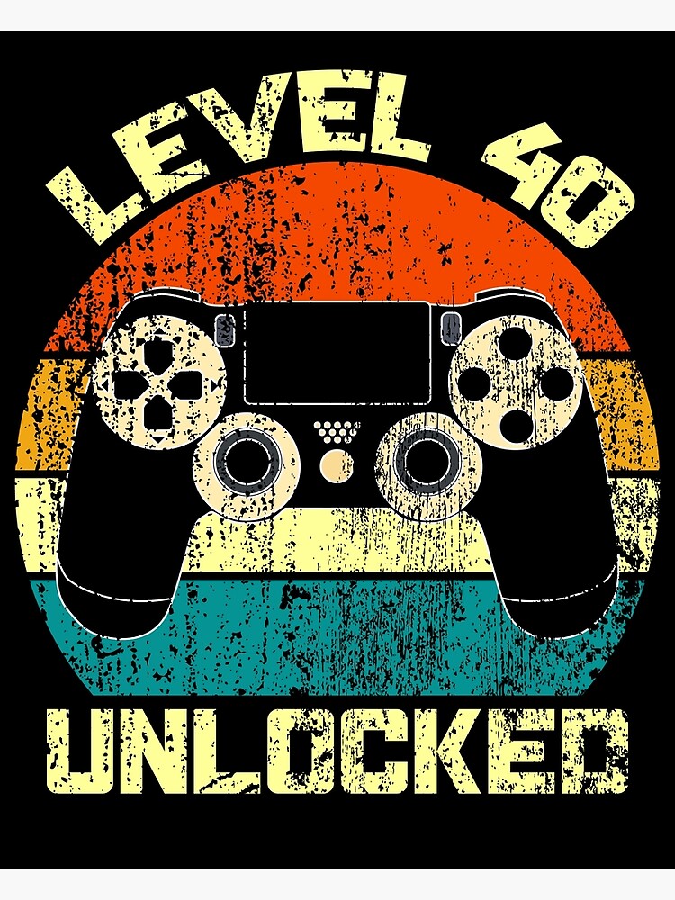 "LEVEL 40 UNLOCKED Retro Vintage Gift/ 40th birthday gift/ 40 years old ...