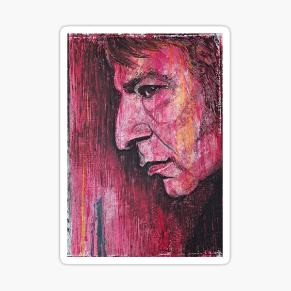"Alan Rickman - Hand-Drawn Oil and Ink Portrait" Sticker by ...