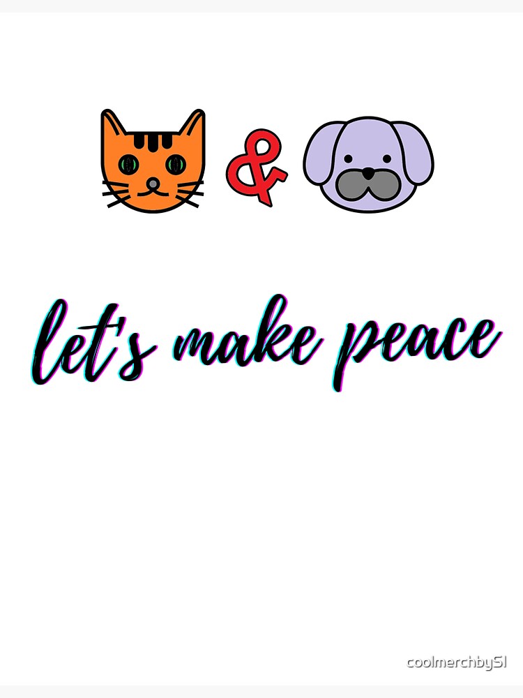 "cats and dogs making peace " Sticker for Sale by coolmerchbySI | Redbubble