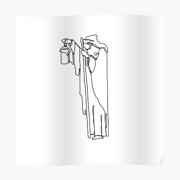"Tarot the Hermit Minimalist Line Drawing" Poster by zigzagcreative ...